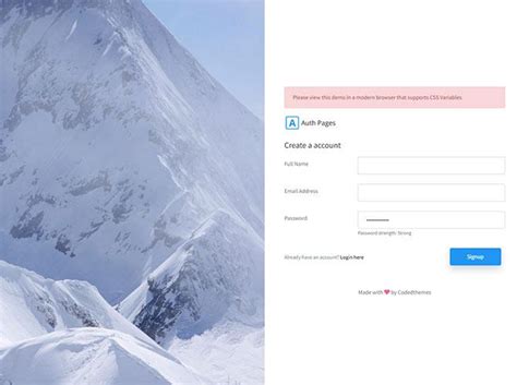bootstrap authentication forms bundle by codedthemes