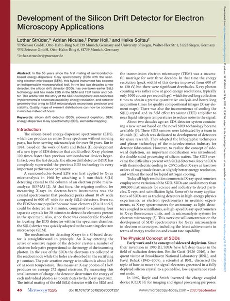 Pdf Development Of The Silicon Drift Detector For Electron Microscopy Applications
