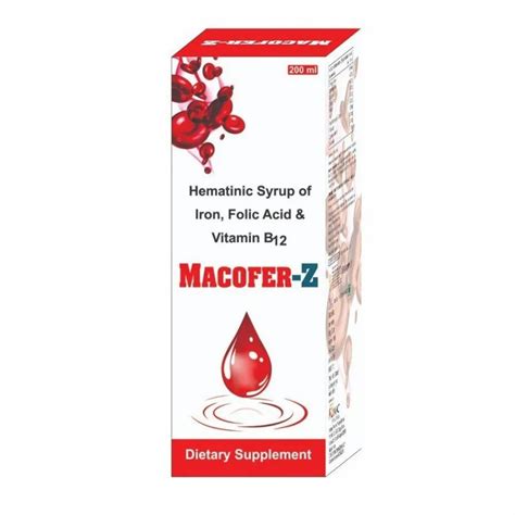 Macofer Z Syp Hematinic Syrup Of Iron Folic Acid Vitamin B12 Syrup For Clinical At Rs 30 Bottle