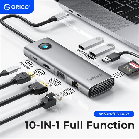 ORICO Docking Station Type C Hub 10 In 1 With Ethernet 4K USB C To HDMI VGA PD Power USB 3 0