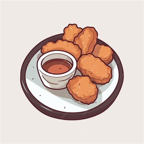 치킨 너겟 벡터 일러스트 레이 션 프리미엄 벡터