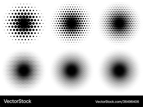 Circular Retro Halftone Radial Gradient Style Set Vector Image