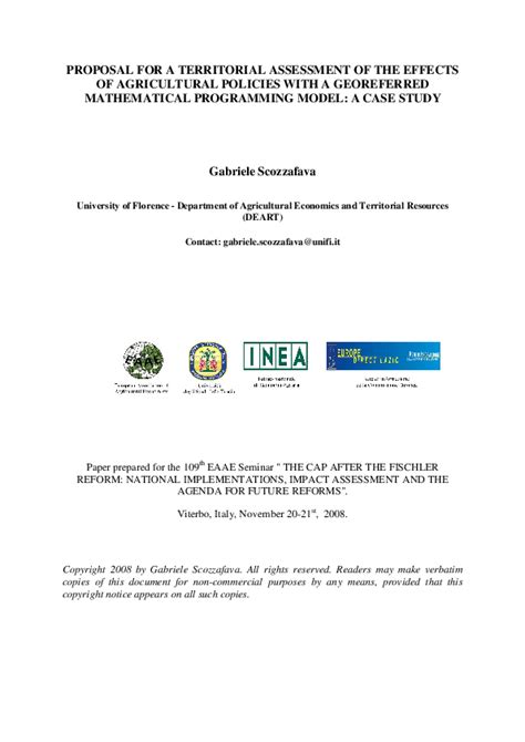 Pdf Proposal For A Territorial Assessment Of The Effects Of