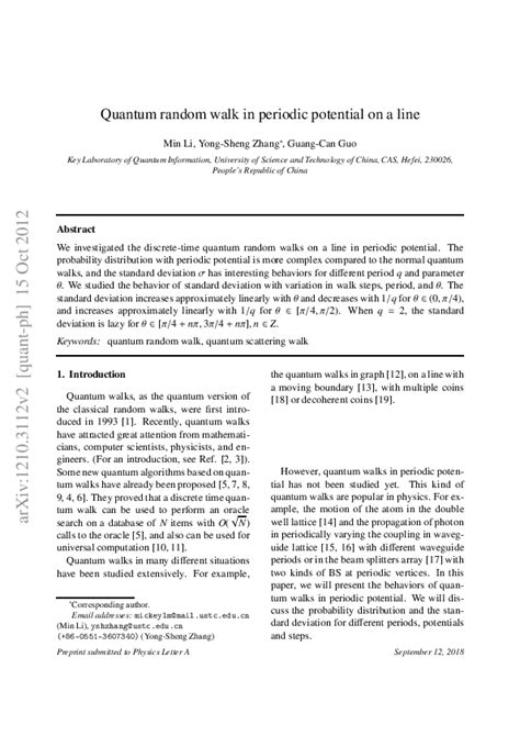 Pdf Quantum Random Walks In Periodic Potentials