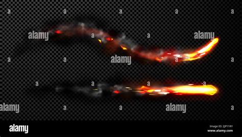 Missile Effect Rocket Fire Trails With Black Smoke Spacecraft Startup