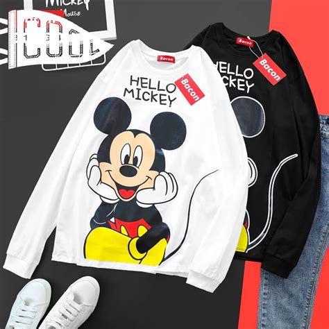 ขายของยามว่าง ️ ️ Hello Mickey แขนยาว ผ้าcotton ️ ️ รอบ