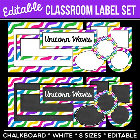 Unicorn Waves Themed Classroom Décor Labels Toolkit Classroom Labels Unicorn Waves Themed
