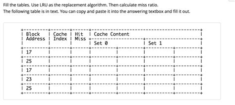 solved fill the tables use lru as the replacement algorithm then
