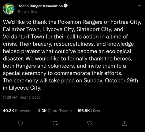The Hoenn Ranger Association Thanks Its Rangers Rpokemedia
