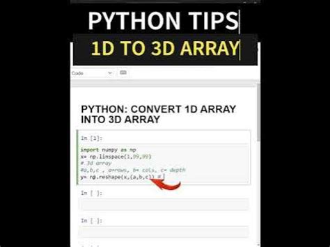 PYTHON CONVERT 1D ARRAY TO 3D ARRAY| #python #shorts #viral #pythonforbeginners #pythontutorial ...