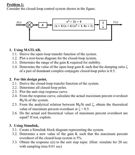 solved problem 1 consider the closed loop control system shown in the figure s 2 2s 4 r s