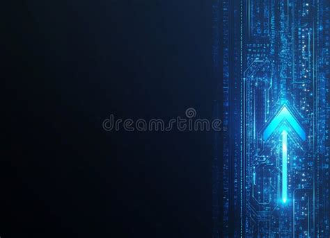 A Resplendent Blue Arrow Shining With Light Ascends Against A Darkened Background Conveying