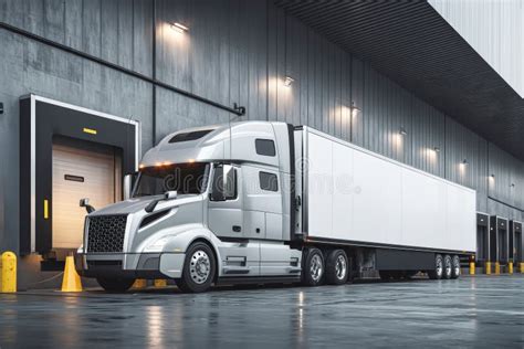 Modern Warehouse Loading Dock With Truck And Cargo Ready For