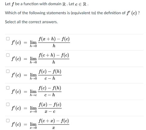 solved let f be a function with domain r let c er which of