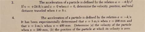 Solved The Acceleration Of A Particle Is Defined By The Chegg