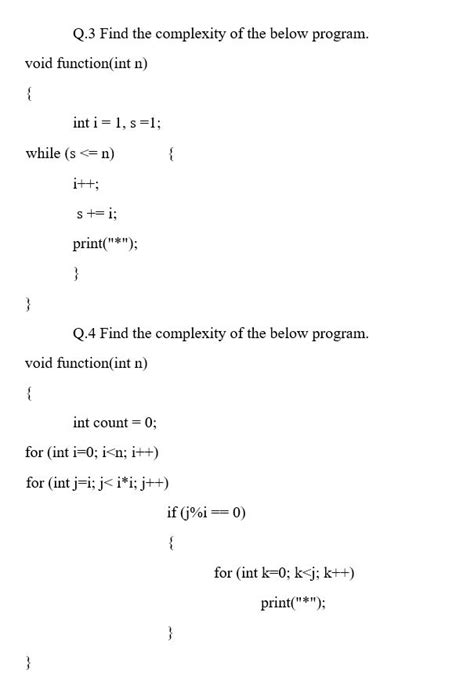 solved q 3 find the complexity of the below program void