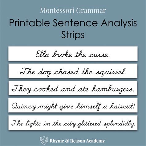 Sentence Analysis Strips Rhyme And Reason Montessori