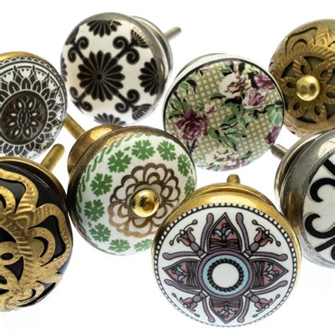 Multi Color Flat Ceramic Knobs Kitchen Cabinet Knobs Etsy