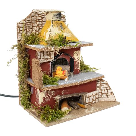 Oven With Flame Effect Lamp For Nativity Scene Myriam