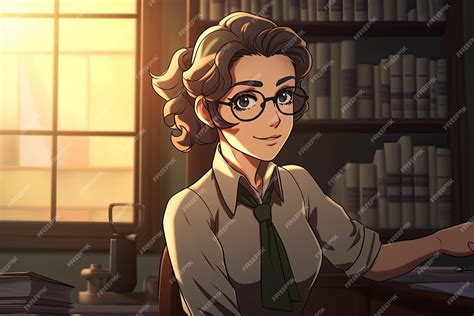 Italian Anime Teacher Woman In Classroom Illustration Generative Ai