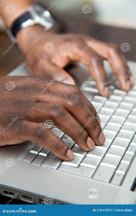 African Man Working On A Computer Stock Image Image Of Descent
