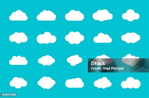 클라우드 아이콘 집합입니다 구름 수집 다양한 모양의 흐린 실루엣 벡터 일러스트레이션 개념에 대한 스톡 벡터 아트 및 기타 이미지