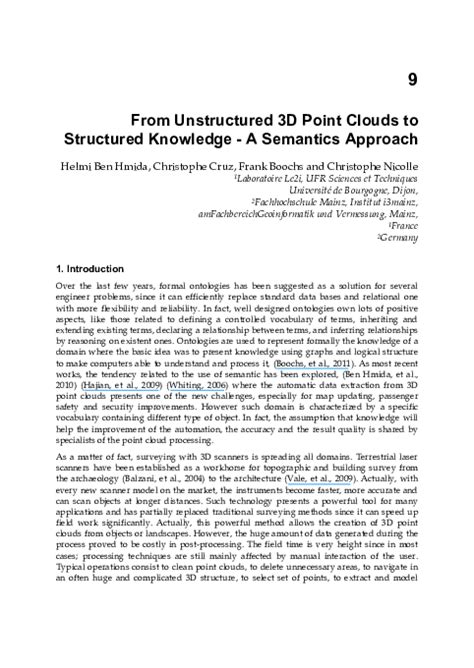 Pdf From Unstructured 3d Point Clouds To Structured Knowledge A