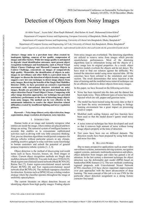 Pdf Detection Of Objects From Noisy Images