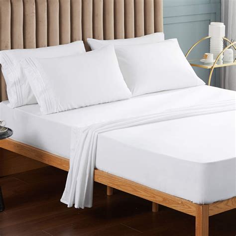 Veeyoo Bed Sheet Twin Xl White Fitted Sheets Set Deep