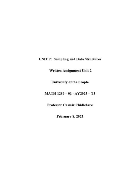 Math 1280 Written Assignment Unit 2 Pdf Comma Separated Values