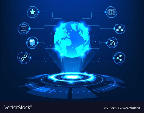 World Modern Technology The Hologram Represents Vector Image