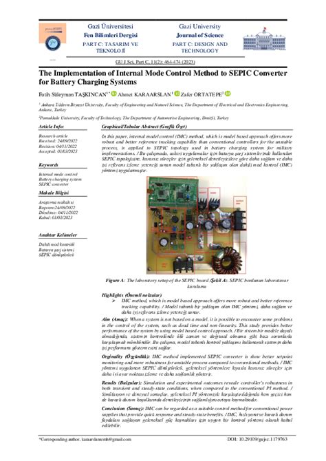 Pdf The Implementation Of Internal Mode Control Method To Sepic Converter For Battery Charging