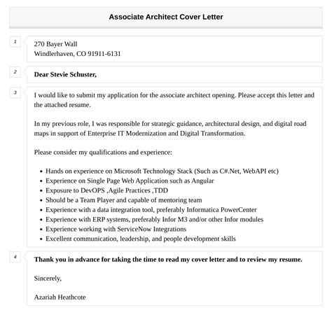 Associate Architect Cover Letter Velvet Jobs