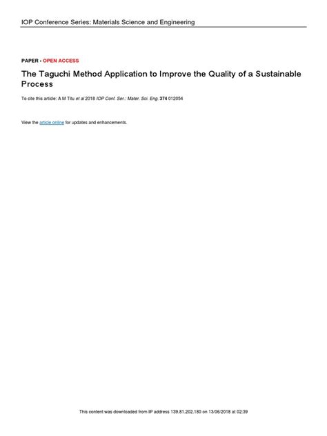 the taguchi method application to improve the qual pdf signal to