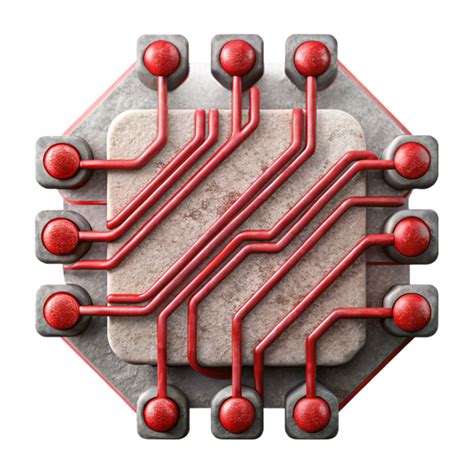 Vibrant Minimalist Abstract Circuit Pattern Red Lines Isolated Element