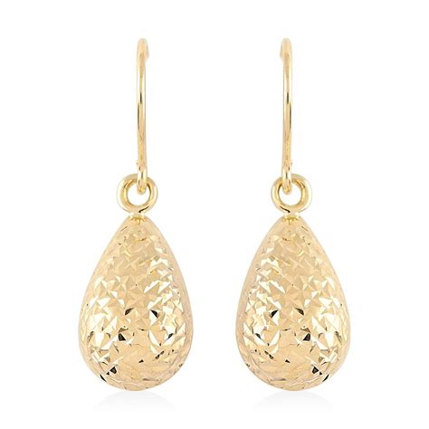 Buy 14k Yellow Gold Diamond Cut Dangle Earrings At Shoplc