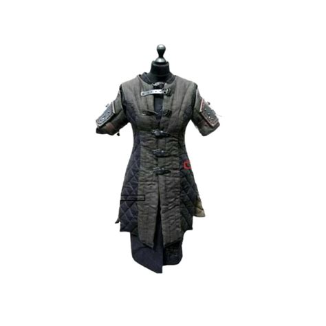 Medieval Long Gambeson Detachable Sleeve Gambeson Thick Padded