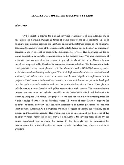 Vehicle Accident Intimation Systems Pdf Operating System Traffic Collision