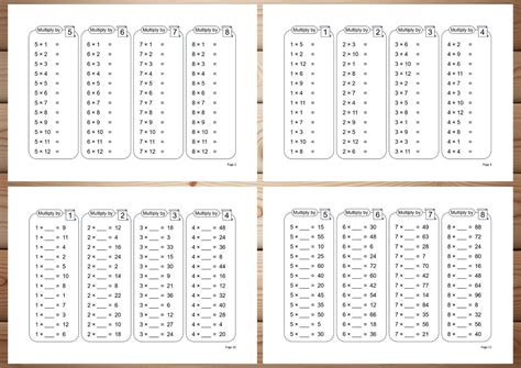 Multiplication Table Worksheet Printable Homeschooling Times Tables Practice Exercise Basic