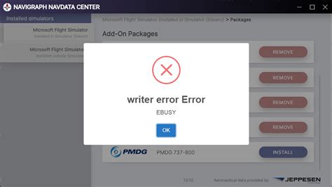 nav data centre writer error navigraph hub navigraph