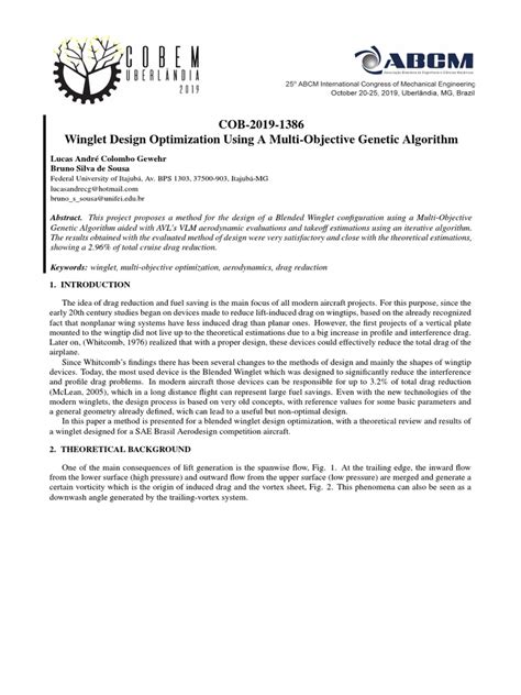 Cob 2019 1386 Winglet Design Optimization Using A Multi Objective Genetic Algorithm Pdf Lift