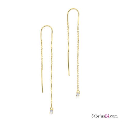 Mono Orecchino A Filo Saliscendi Argento 925 Oro Punto Luce Sabrinabi