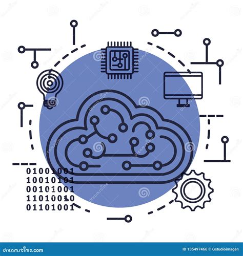 Cloud Computing With Artificial Intelligence Icons Stock Vector