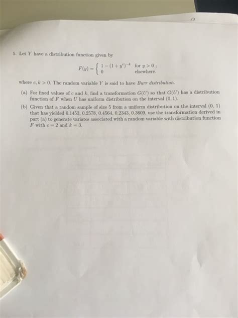 solved 5·let y have a distribution function given by f v