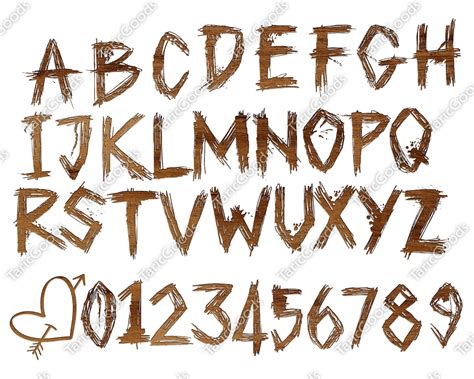 Carved Tree Font Wood Font Png Carved Wood Font Wooden Etsy