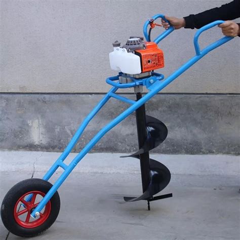 Earth Drill 72cc With Trolley Single Wheel With 8 Inch Drill Garden