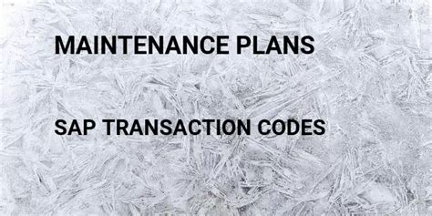 Maintenance Plans Tcode In Sap Transaction Codes List