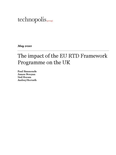 pdf is report impact of eu rtd framework programme on the uk