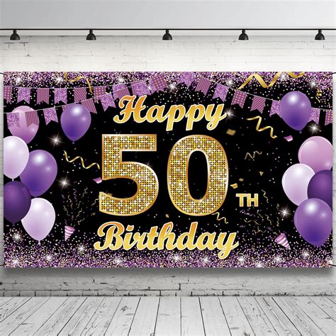 Inrui Purple Happy 50th Birthday Photography Background