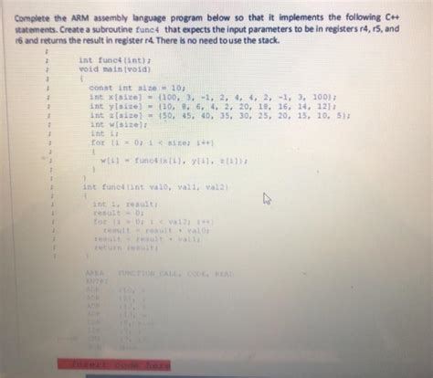 Solved Complete The Arm Assembly Language Program Below So